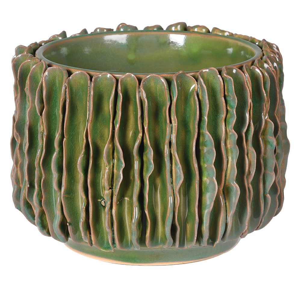 Green Wavy Ceramic Pot | Nook