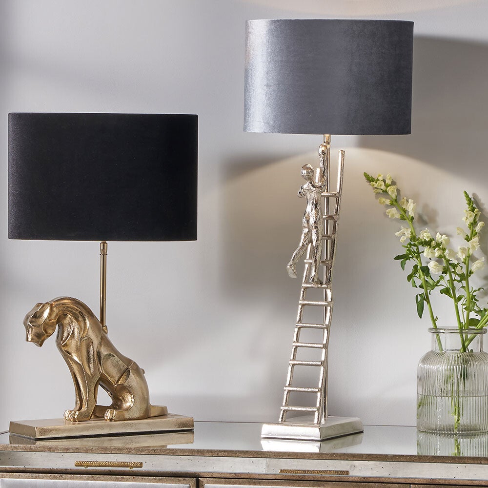 Echelle Shiny Silver Metal Ladder Table Lamp | Nook